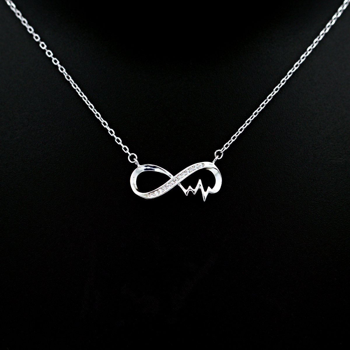 Infinity Heartbeat Silver Pendant With Link Chain – Tahi